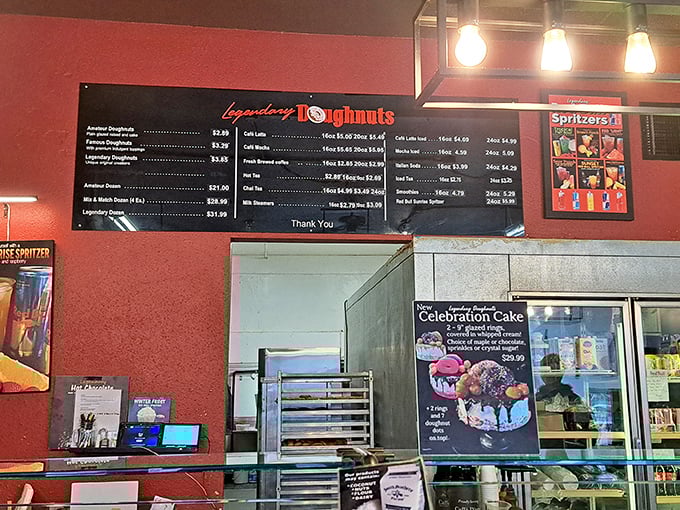 The menu board at Legendary Doughnuts reads like a fantasy novel where every character is delicious and calories don't exist.