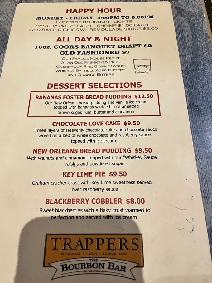 The dessert menu reads like a love letter to New Orleans, with bread pudding and key lime pie that could make a grown person weep.