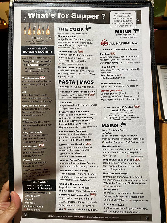 This menu isn't just a list of food&mdash;it's a roadmap to happiness. The "Burger Society" alone deserves its own zip code!