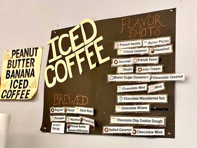 Coffee flavor shots board: where your morning brew transforms from supporting actor to co-star in your donut experience.