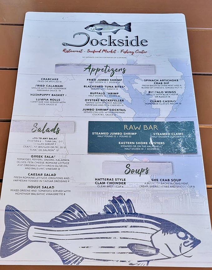 This menu isn't just a list of dishes&mdash;it's a treasure map to Virginia Beach's finest seafood bounty, from Oysters Rockefeller to She Crab Soup.