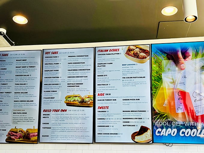 The menu board &ndash; a roadmap to happiness. Study it carefully, but know that all roads lead to cheesesteak nirvana.