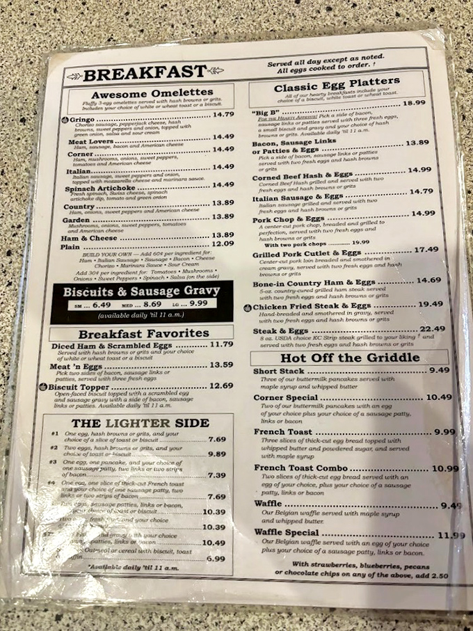 This isn't a menu &ndash; it's a roadmap to happiness. Study it carefully; life-changing breakfast decisions require serious contemplation.