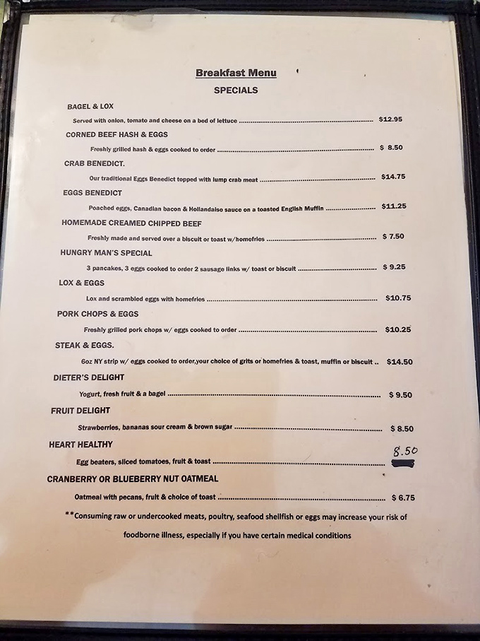 This menu reads like a love letter to morning comfort food&mdash;proof that sometimes the best things in life are served before noon.