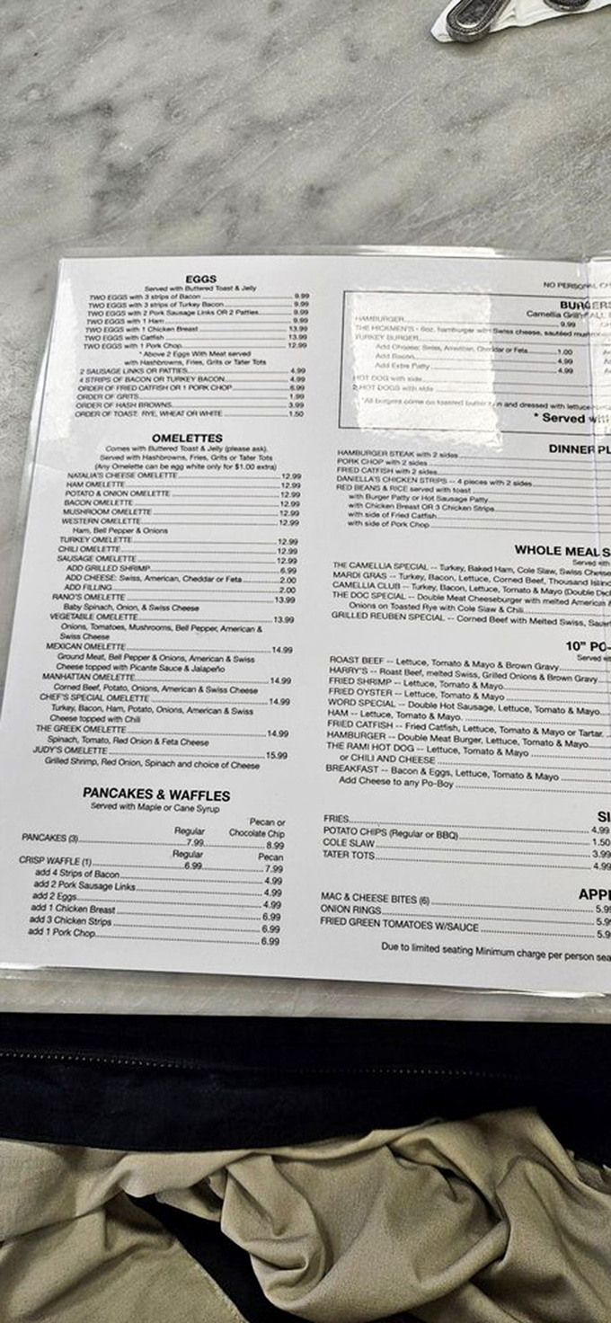 A menu that hasn't needed fancy upgrades in decades because when you've perfected the classics, why mess with success?