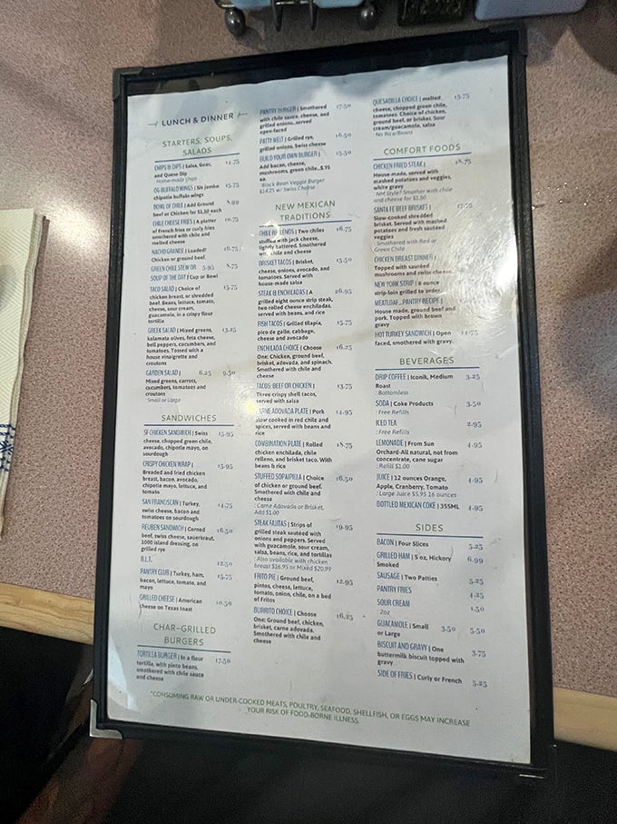 This menu isn't just a list of food&mdash;it's a roadmap to happiness with "New Mexican Traditions" as the ultimate destination.