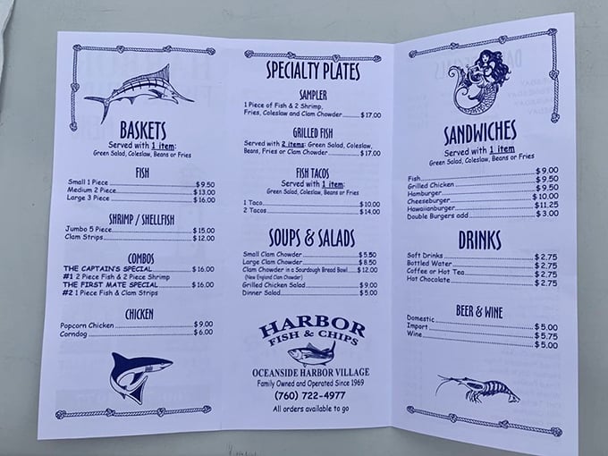 A menu that doesn't need fancy fonts or pretentious descriptions&mdash;just straightforward seafood excellence that speaks for itself.
