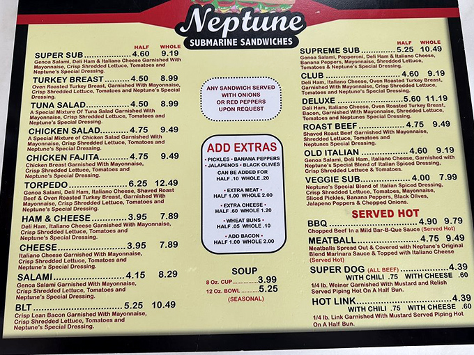 This menu isn't just a list&mdash;it's a roadmap to sandwich nirvana. The hardest journey is deciding which path to take.