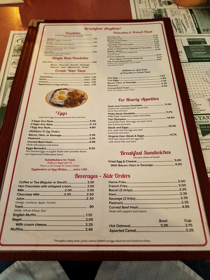 The breakfast menu—where "anytime" is the best time. Like a good novel, it rewards careful study and repeated visits.