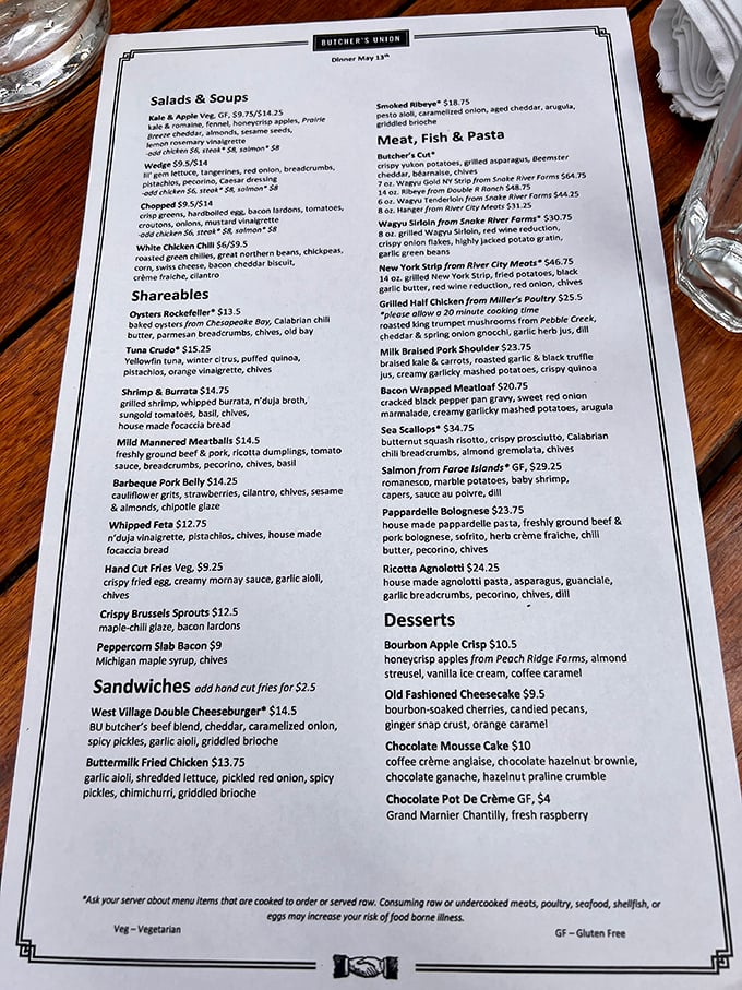 A menu that reads like poetry for carnivores. Each description promises a journey, not just a meal.