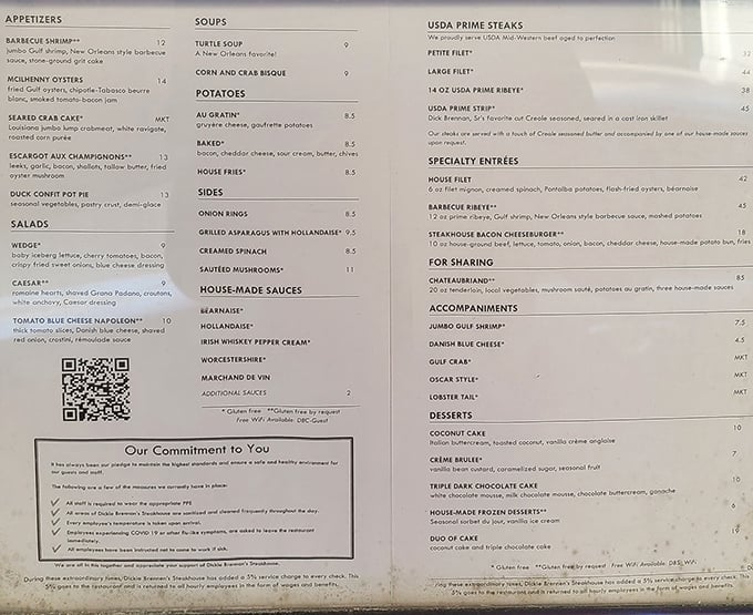 The menu reads like a love letter to carnivores, with supporting roles played by Gulf seafood and Creole classics that would make your grandmother weep with joy.