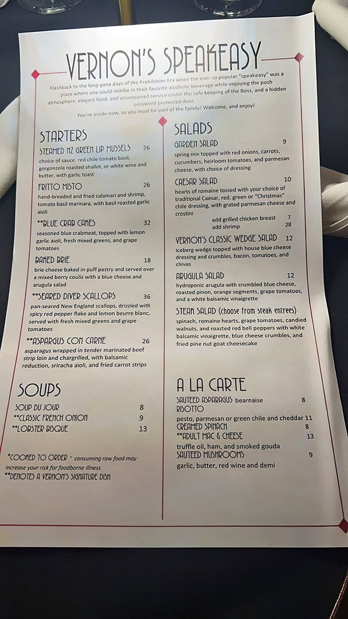 A menu that reads like a love letter to indulgence. Notice how they mark their signature dishes with stars&mdash;like Michelin, but with more swagger.