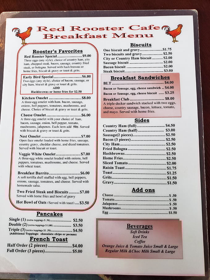 A menu that speaks the universal language of comfort. Each line promises satisfaction without pretension&mdash;exactly what breakfast should be.