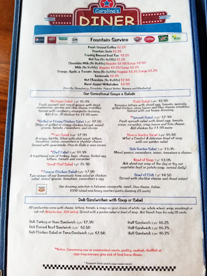 The menu at Carolina's reads like a love letter to comfort food, where breakfast is an all-day affair and decisions get deliciously difficult.