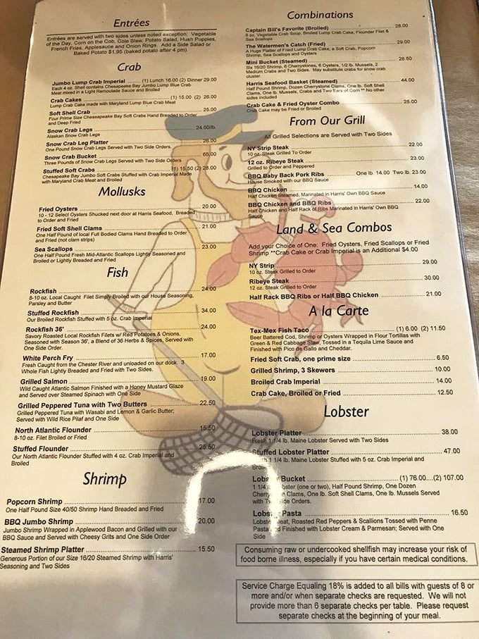 A menu that reads like a love letter to the Chesapeake Bay. Choosing just one dish might be the hardest decision you'll make all week.