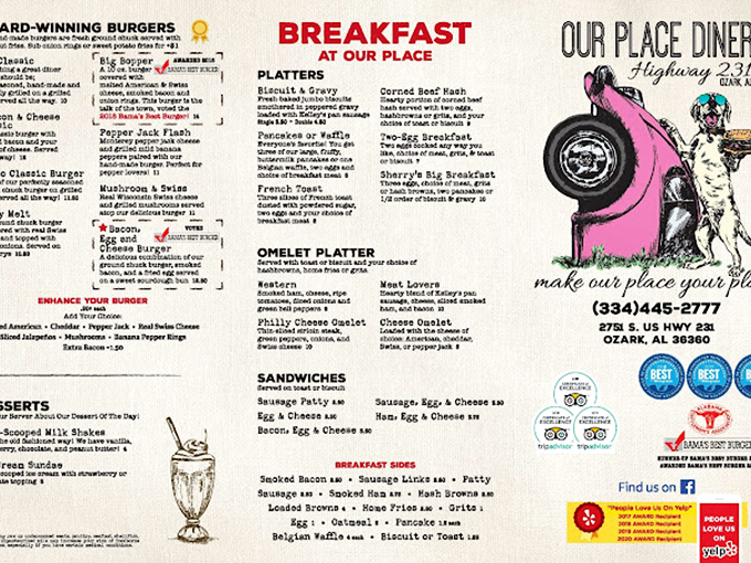 The menu reads like a love letter to comfort food classics. Choosing just one item might be the hardest decision you'll make all day.