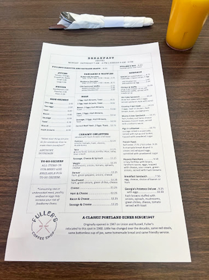 Fuller's menu reads like a love letter to American breakfast classics. No molecular gastronomy here, just the hits that have stood the test of time.