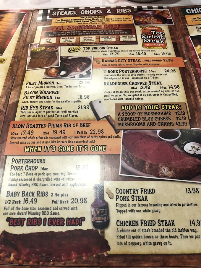 Menu decisions shouldn't be this difficult! Each description reads like a love letter to beef, with options that make vegetarians question their life choices.