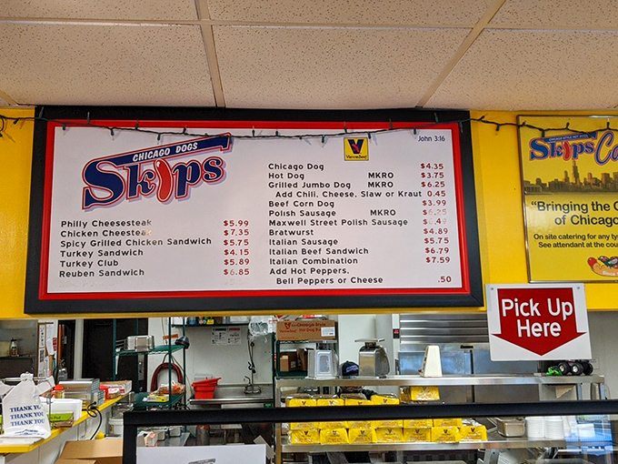 The menu board tells the whole delicious story: authentic Chicago-style street food at prices that won't break the bank.