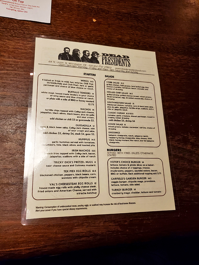 The menu reads like a presidential decree of comfort food &ndash; from Irish Nachos to the aptly named "Voter's Choice Burger."