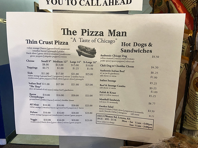 This menu tells you everything you need to know: "A Taste of Chicago" isn't just marketing&mdash;it's a mission statement backed by beef, cheese, and dough.