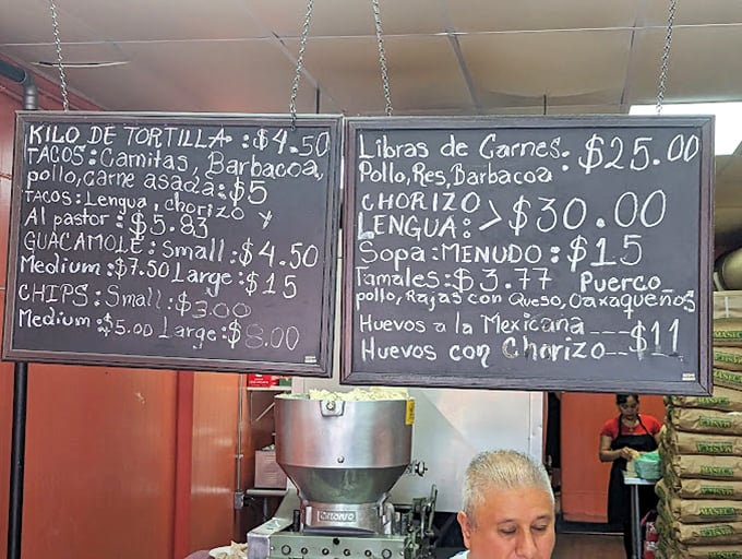 The chalkboard menu might as well be a treasure map, guiding hungry explorers to culinary gold. No fancy fonts or laminated pages here &ndash; just honest Mexican fare.