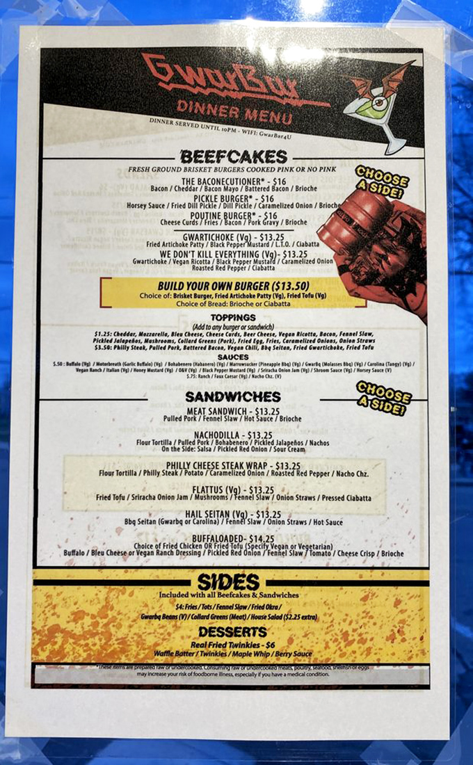 When a menu uses "Beefcakes" as a category heading, you know you're not at your grandmother's favorite restaurant.