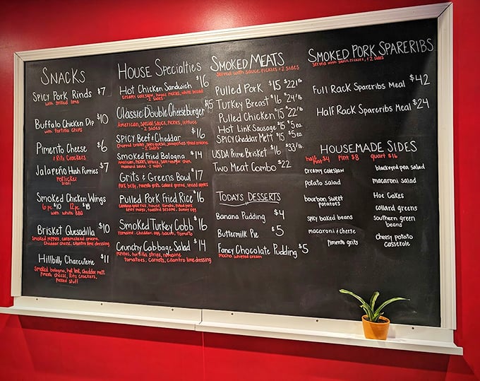 This chalkboard menu isn't just a list&mdash;it's a roadmap to happiness. The real challenge? Deciding which smoky masterpiece deserves your attention first.