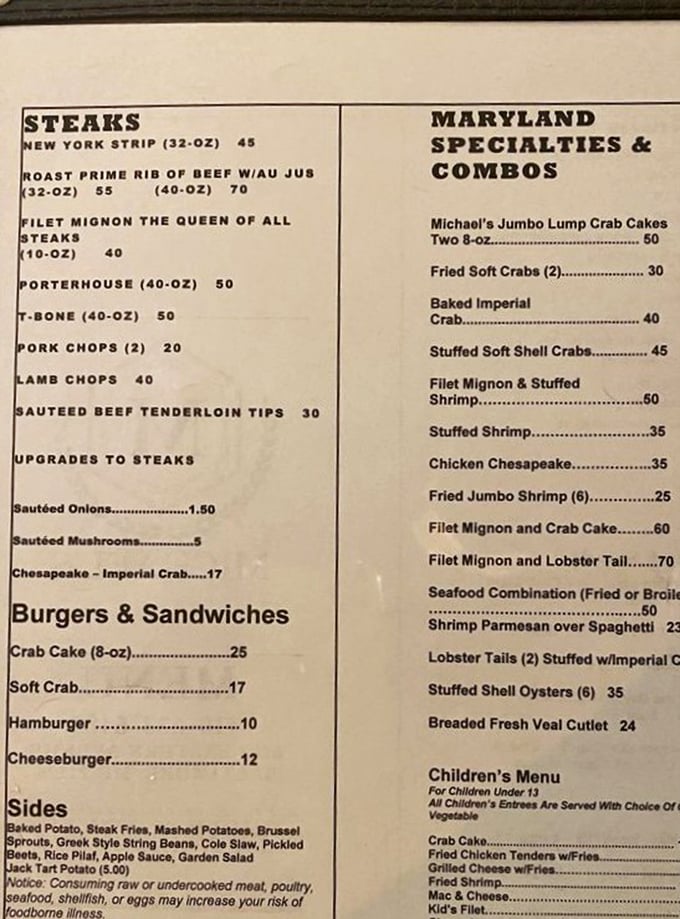This menu isn't just a list of options &ndash; it's a declaration of carnivorous intent. When a restaurant measures steaks by the pound, you know you're in the right place.