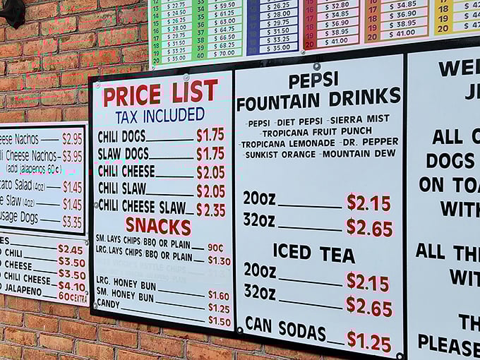 The menu board at Jimmie's – a masterpiece of minimalism where every option is the right option. Decision paralysis not included.