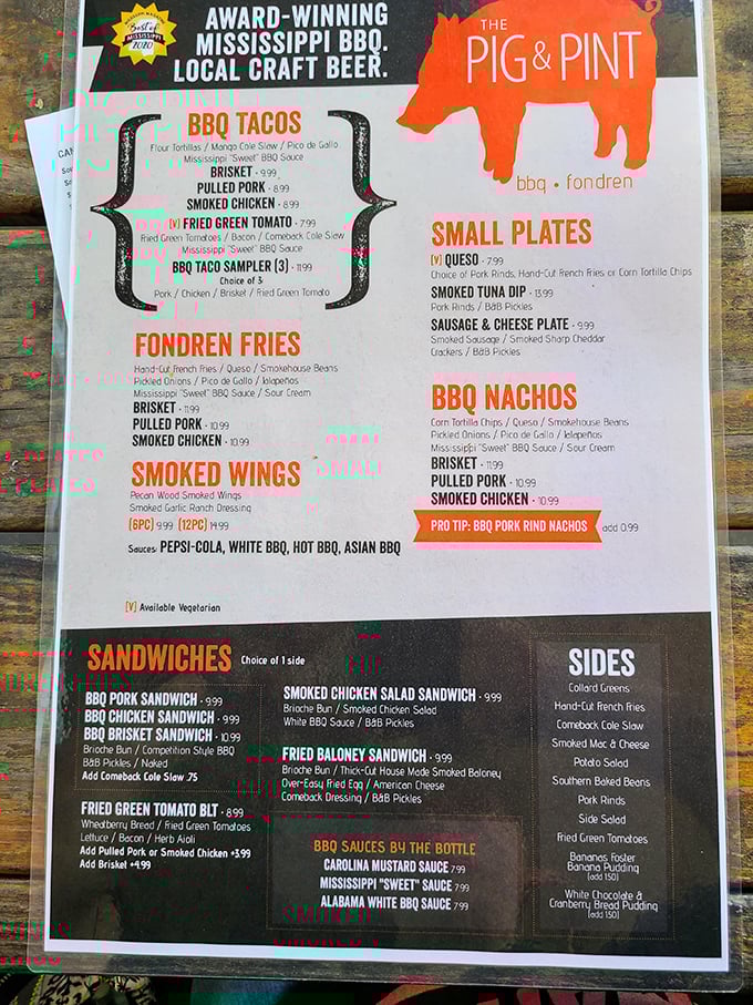 This menu isn't just a list of food&mdash;it's a roadmap to happiness with BBQ tacos and Fondren fries as worthy destinations.