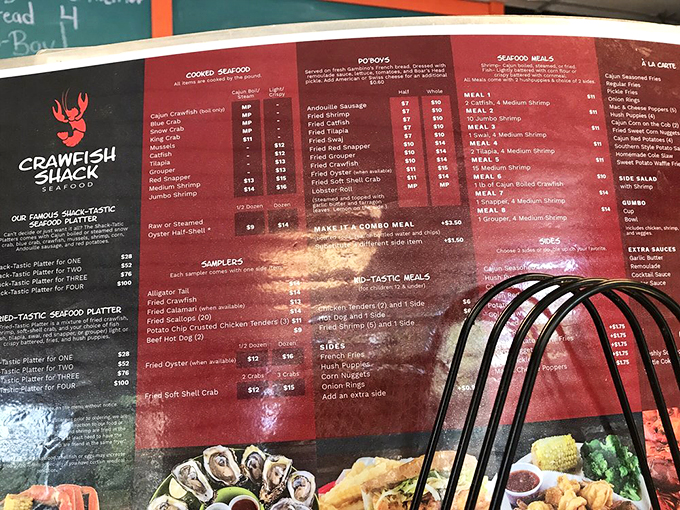 The menu board—a seafood lover's lottery ticket where every option feels like hitting the jackpot. Decisions have never been so deliciously difficult.