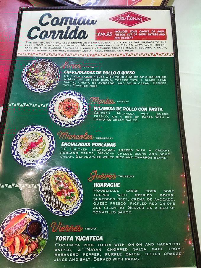 The Comida Corrida menu offers a different special each day of the week&mdash;proof that in Texas, even Monday blues can be cured with proper enchiladas.