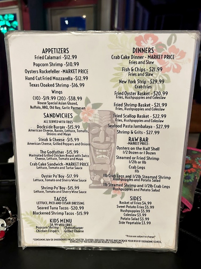 This menu isn't just a list of options&mdash;it's a treasure map to seafood nirvana with crab legs, oysters, and po'boys calling your name.