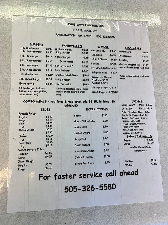 This menu isn't just a list of options&mdash;it's a roadmap to happiness. The one-pound cheeseburger isn't a meal, it's a commitment.