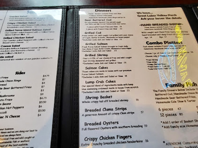 A menu that cuts straight to the chase&mdash;no flowery descriptions needed when the seafood speaks for itself. The clam chowder is calling my name!