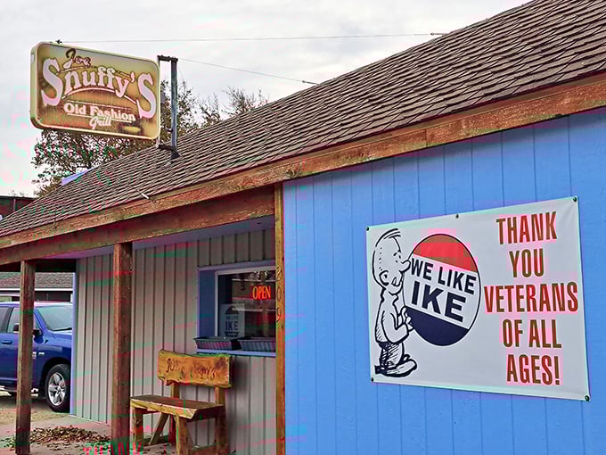 Shady's Old Fashion Hamburgers proudly displays its Eisenhower loyalty. In a world of fancy food trends, there's something heroic about a place that keeps it simple.