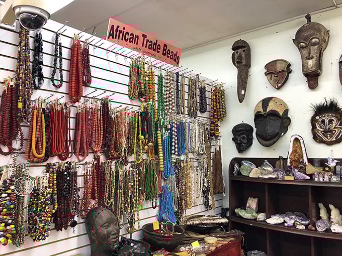 A kaleidoscope of African trade beads and tribal masks&mdash;each strand a conversation starter, each mask a portal to distant traditions.