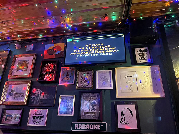 Every square inch tells a story here&mdash;the wall gallery creates a visual mixtape spanning decades of Oklahoma City memories.