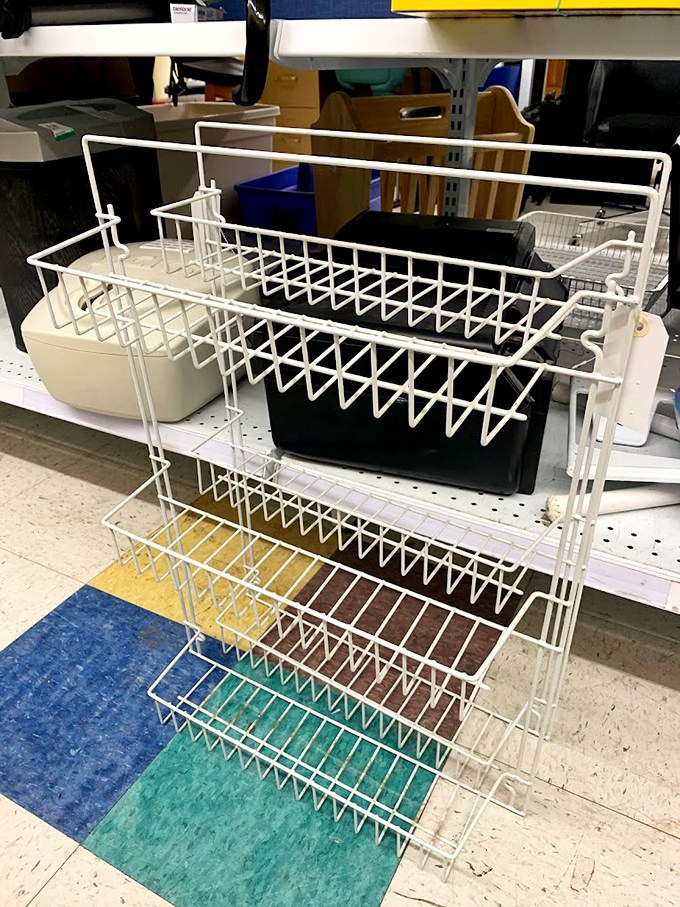 Even the humble dish rack gets a second chance. One person's "we have a dishwasher now" is another's organizational salvation