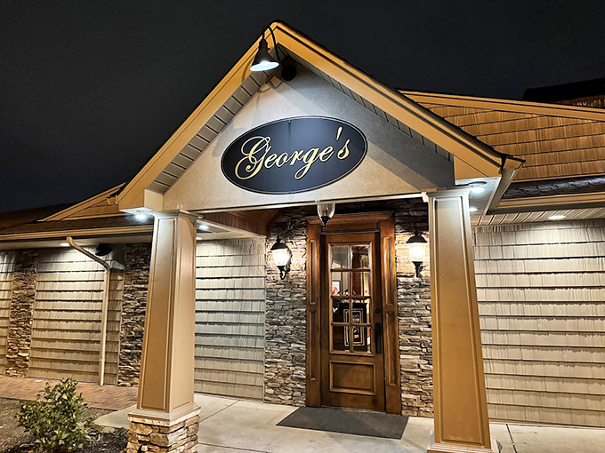 George's Steak Pit: George's elegant stone entrance beckons like the pearly gates, if heaven specialized in perfectly grilled ribeyes instead of harps.