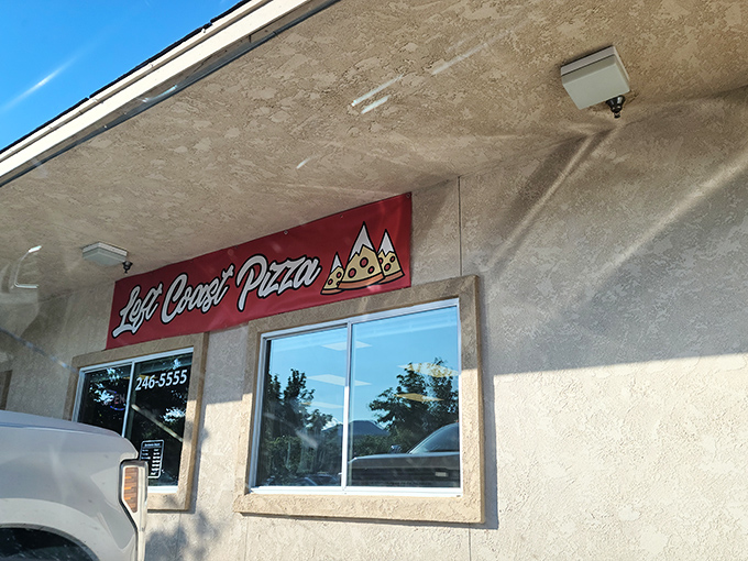 Left Coast Pizza: That neon sign isn't the only thing glowing here &ndash; your taste buds will light up too. Simple decor, complex flavors