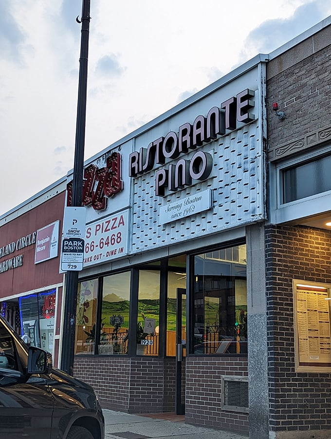 Pino's Pizza: "That vintage sign isn't retro by design—it's earned its character honestly, one perfect slice at a time since 1962."