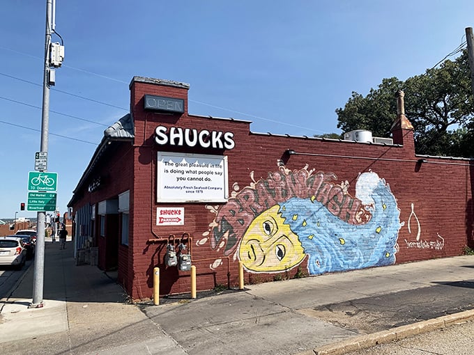 Shucks Fish House: That sassy sign about cold beer might make you chuckle, but it's the oysters that'll make you stay. Fresh catches, fresh laughs! 