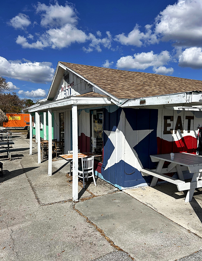 Shiver's log cabin exterior is like a rustic time machine that transports you to a simpler time when BBQ was king.