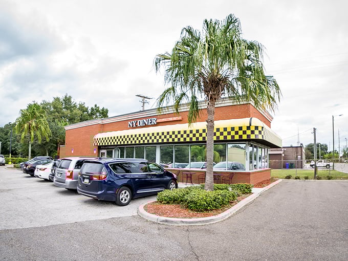 The New York Diner's iconic yellow and black checkerboard trim &ndash; bringing a taste of Manhattan to Valrico without the subway fare.
