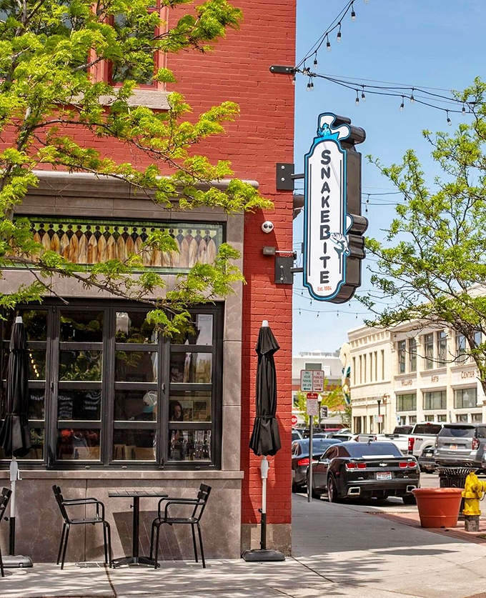 The Snakebite's classic brick exterior blends perfectly into downtown Idaho Falls, hiding steaks that are anything but ordinary.