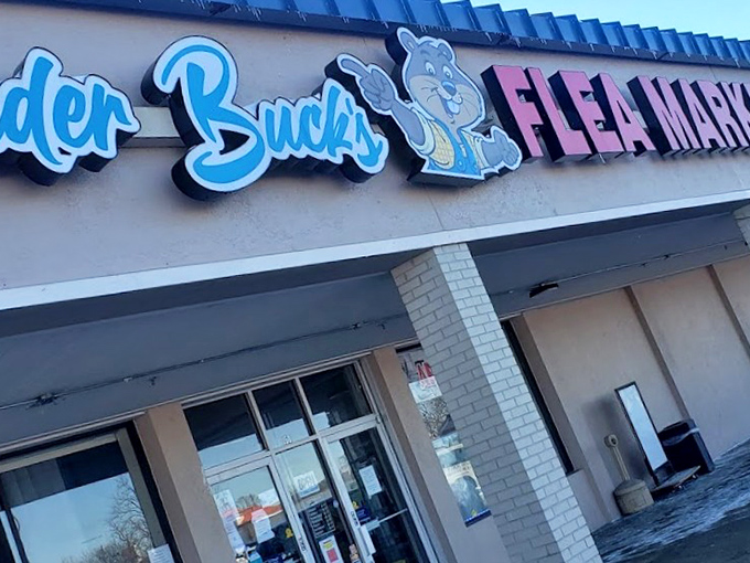 Trader Buck's blue sign promises what lies within: a labyrinth of possibilities where shoppers become modern-day explorers.