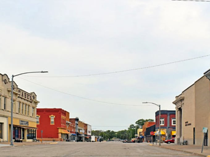 Limestone buildings and American flags create Abilene's postcard-perfect main street. Small town America at its most photogenic!