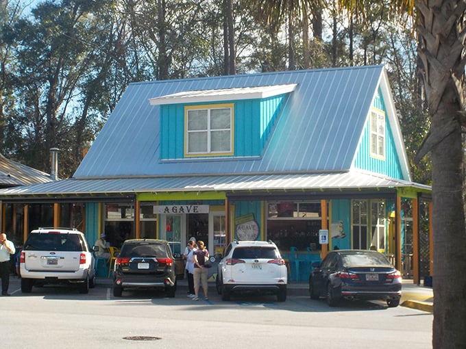 Agave's turquoise building stands out like that one friend who refuses to wear beige to a neutral-themed party.